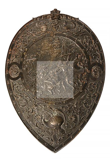294 Ecu de forme piriforme en fonte de fer figurant l’enlévement de ...